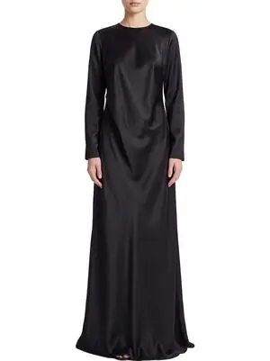 Emporio Armani Long-sleeved Satin Long Evening Tunic - Black