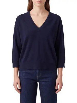 Extreme Cashmere 100% Cashmere V-neck Long-sleeved Sweater - Blue