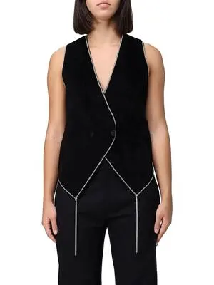 GIORGIO ARMANI Double-breasted Tailored Vest In Velvet With Crystal Appliqués