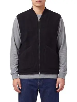 Universal Works Wool Vest With Bomber Collar And Patch Pockets - Black