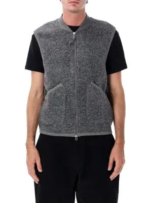 Universal Works Wool Vest With Bomber Collar And Patch Pockets - Grey
