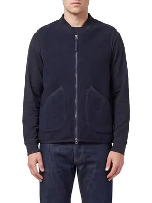 Universal Works Wool Vest With Bomber Collar And Patch Pockets - Navy