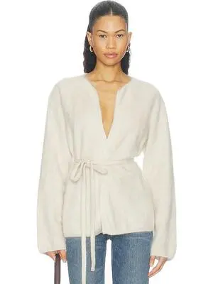 SOFT GOAT Soft Goat Brushed Cardigan In Ivory. Size L. Also