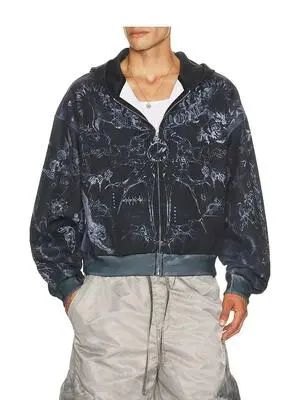 We11Done Tattoo Printed Zip Up Hoodie In . Also - Black