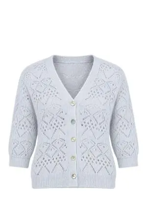 LUELLA FASHION Morven Mohair Blend Lace Knit Cardigan Silver - Grey