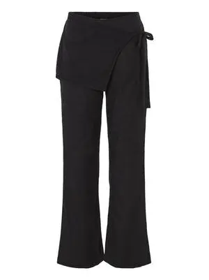 PAR Y ESCALA Straight Leg Wrap Waist Dina Pants - Black