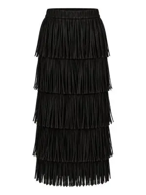 TRAFFIC PEOPLE Anything Goes Tiered Tassel Gracie Maxi Skirt - Black
