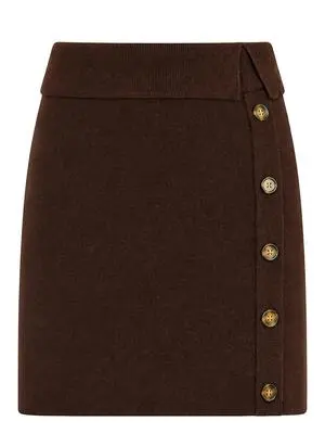 YUMI Knitted Mini Skirt With Buttons