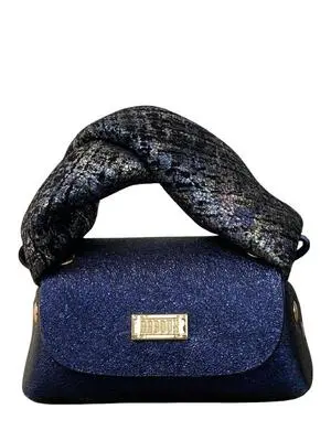 AABOUX Blue / Silver Nury Micro Metallic Blue Flat Grain & Three-tone Tweed Effect Suede Blue/silver