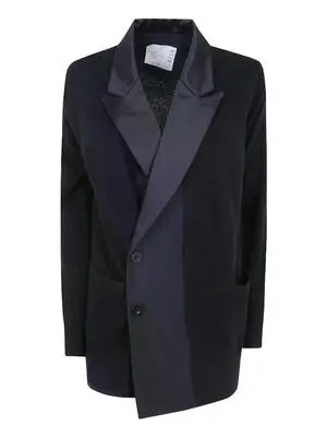 Sacai Satin-lapel Cardigan - Black