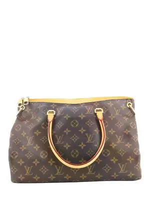 LOUIS VUITTON Pallas Tote Monogram Canvas With Leather Shoulder Bag - Brown