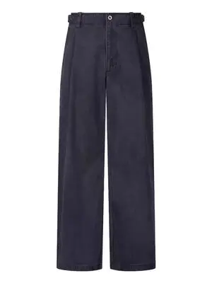 STUDIO TOMBOY Washed Pleated Straight-leg Trousers - Blue