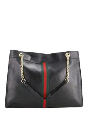 Gucci Rajah Chain Leather Large Tote Bag - Black