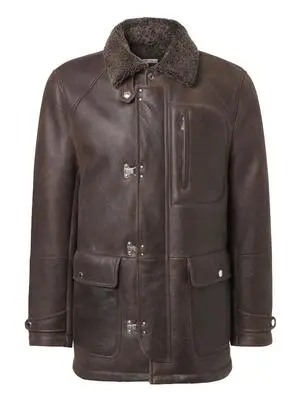 Brunello Cucinelli Shearling-lined Leather Jacket - Brown