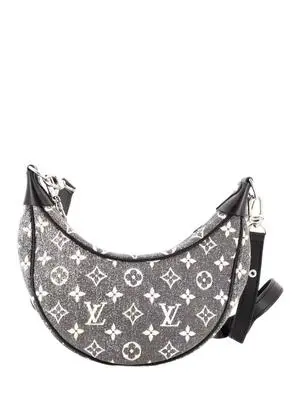 LOUIS VUITTON Loop Handbag Monogram Jacquard Denim Hobo Bag - Black
