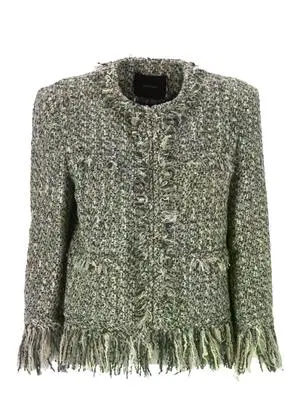 THELAURENT Fringed Tweed-effect Jacket - Grey