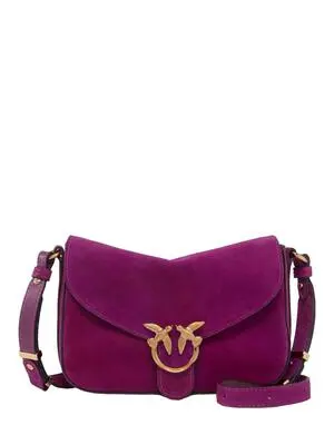 Pinko Love Birds Suede Shoulder Bag - Purple