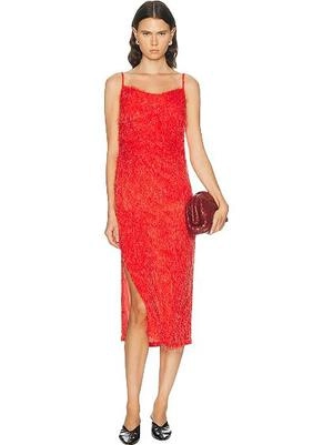 Bottega Veneta Coupe Solid Print Midi Dress - Flash Red
