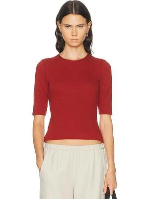 LESET Lauren Mid Sleeve Tee Rust