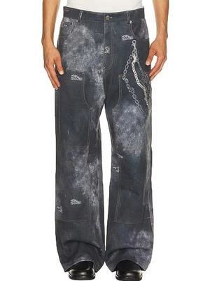 We11Done Trompe L'oeil Denim Carpenter Pants - Black