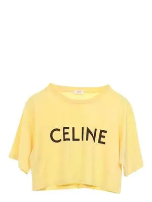 CELINE 2010s Logo-print Cropped T-shirt