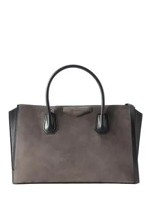 Givenchy Antigona Leather-trimmed Suede Tote - Gray