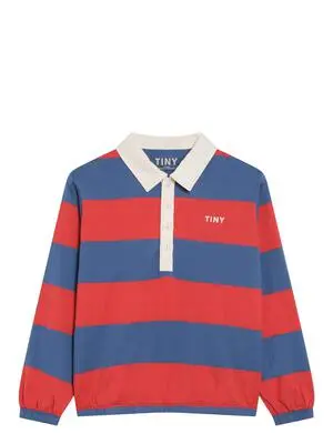 TINYCOTTONS Blue/red Striped Long-sleeved Polo Shirt