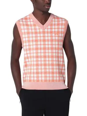 Loewe White And Orange Checked Wool Vest - Brown