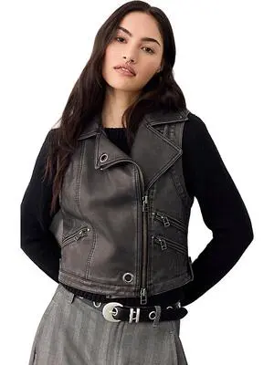 We The Free Dark Matter Vegan Leather Vest Jacket At - Charcoal
