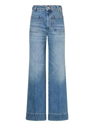 Victoria Beckham Alina Wide-leg Cotton Denim Jeans - Worn Blue Wash