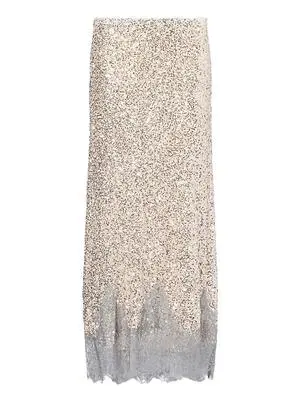NEVER FULLY DRESSED Maeva Sequinned Midi Skirt - Silver
