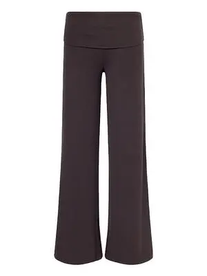 TALA 365 Rib Folded-waist Flared Jersey Trousers - Espresso