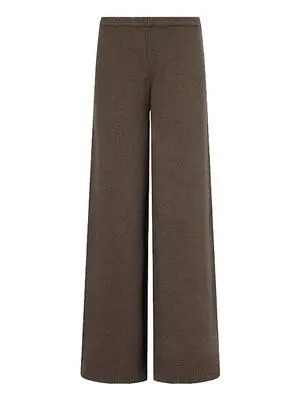 Lounge Wide-leg Ribbed-hem Wool-blend Trousers - Moss Green