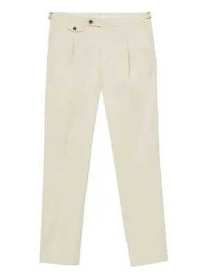 REISS Float Tailored-fit Side-adjuster Cotton-blend Trousers - Stone