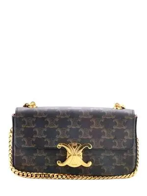 Celine Triomphe Chain Triomphe Coated Canvas Small Shoulder Bag - Brown