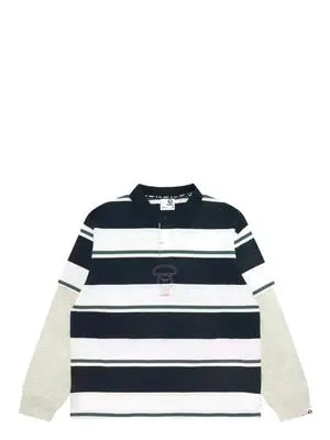AAPE BY *A BATHING APE Moonface Striped Layered-sleeve Polo Shirt - Blue