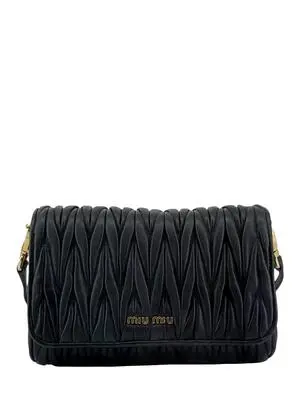 Miu Miu 2010-2026 Matelasse Nappa Flap Crossbody Bag - Black