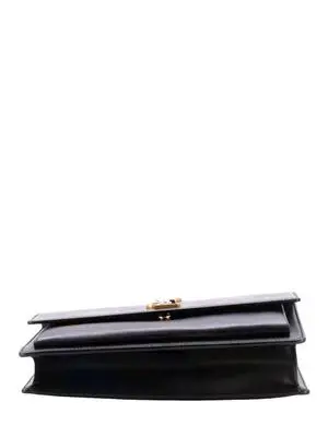Saint Laurent Sunset Top Handle Leather Medium Shoulder Bag Black