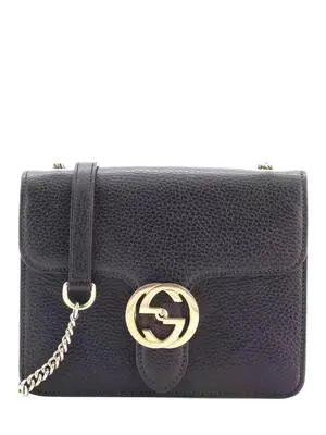 Gucci Interlocking Leather Small Shoulder Bag - Black