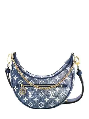 LOUIS VUITTON Loop Handbag Monogram Jacquard Denim Hobo Bag Blue