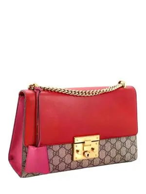 Gucci Padlock Gg Coated Canvas And Leather Medium Shoulder Bag - Red
