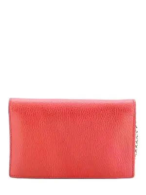 Gucci Interlocking Wallet On Chain Leather Crossbody Bag - Red