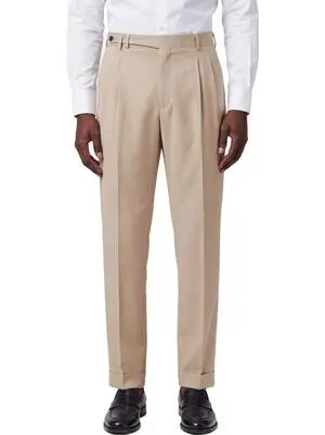 PT TORINO Slim Fit Pleated Gabardine Tailored Trousers - Beige