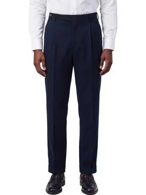 PT TORINO Slim Fit Pleated Gabardine Tailored Trousers - Blue
