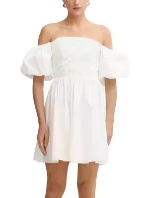 MORGAN Ruched Off-shoulder Mini Dress - White