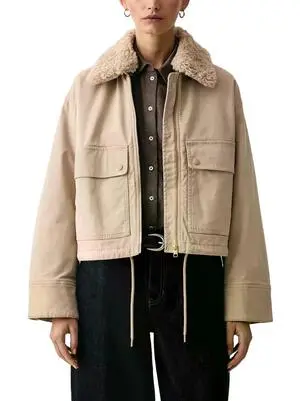 Marc O'polo Shearling-collar Drawstring-hem Jacket - Neutrals