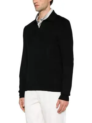 Tagliatore Zayn Virgin Wool Polo Sweater - Black