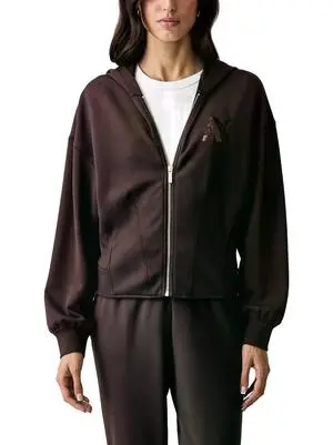 Armani Exchange Sequin-logo Zip-up Hoodie - Brown