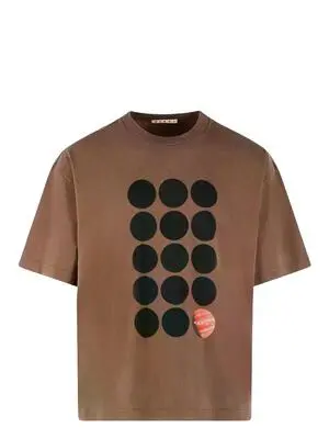 Marni Cotton T-shirt With Planet Print - Brown