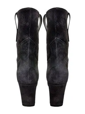 POCHE PARIS Izme Pointed-toe Suede Cowboy Boots - Grey